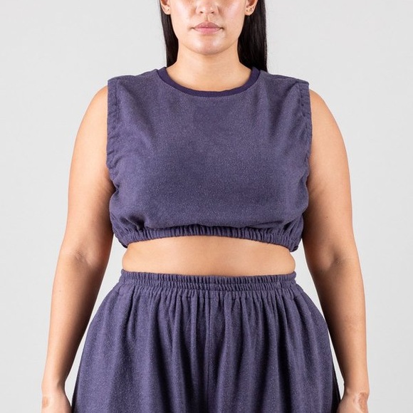 Toit Volant Tops Toit Volant Ruched Curve Purple Crop Tank Top Poshmark